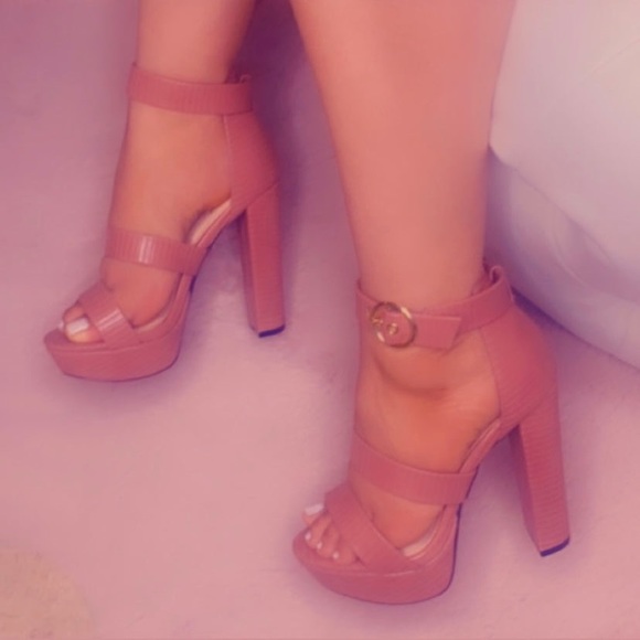 Qupid Shoes New Qupid Strappy Platform Chunky High Heels Tan Nude Beige Shoes Womens Poshmark